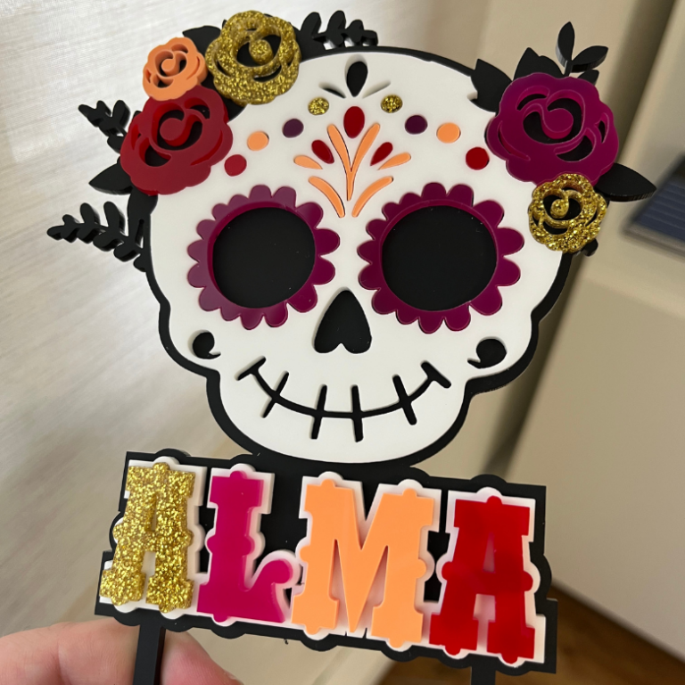 cake topper tête de mort Frida – personnalisable - Jymm