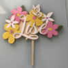 Cake topper fleurs papillon - personnalisable - Jymm